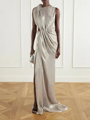 Maticevski Draped Metallic-satin Gown