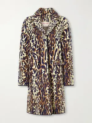 Marni Leopard-jacquard Virgin Wool Coat - Multi
