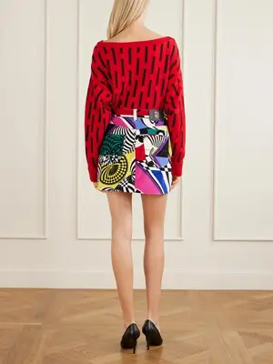 Versace Teatro' Print Cotton-velvet Mini Skirt