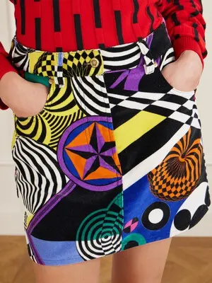 Versace Teatro' Print Cotton-velvet Mini Skirt