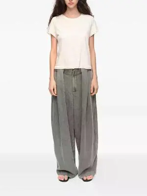 Bimba Y Lola Washed Gray Fluid Denim Trousers With Belt