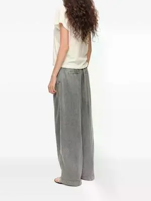 Bimba Y Lola Washed Gray Fluid Denim Trousers With Belt