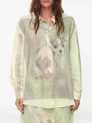 Bimba Y Lola Light-gray Chihuahua Placement Print Shirt