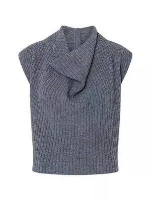 Liu Jo Sleeveless Ribbed Wool Top - Grey