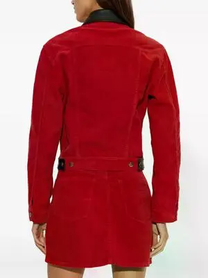 Versace Corduroy And Leather Collar Jacket