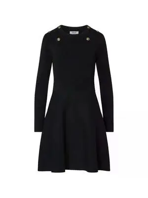 Liu Jo Knit Fit & Flare Dress With Golden Button Detail - Black