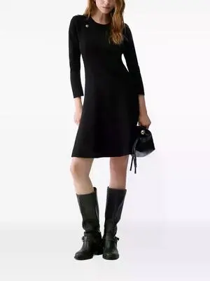 Liu Jo Knit Fit & Flare Dress With Golden Button Detail - Black