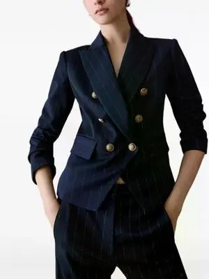 Liu Jo Double-breasted Pinstripe Blazer With Lurex Accents