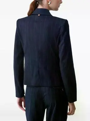 Liu Jo Double-breasted Pinstripe Blazer With Lurex Accents
