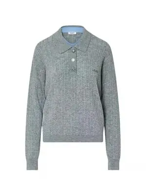 Liu Jo Knit Polo With Jewel Buttons - Grey