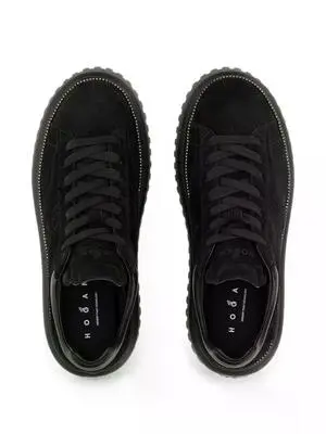 Hogan H-stripes Embellished Suede Sneakers