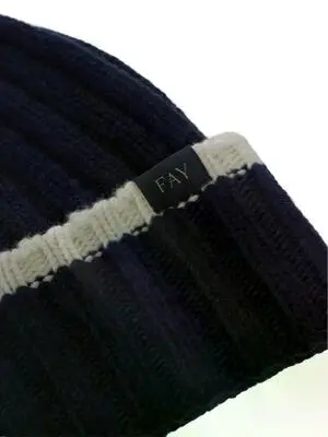 FAY Ribbed Knit Beanie Hat