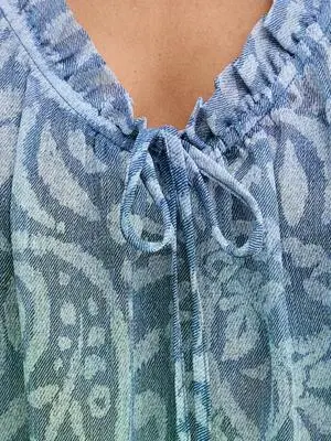 MORGAN Paisley Print Ruffle Trim Blouse