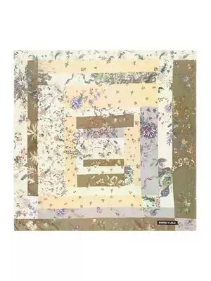 Bimba Y Lola Cream Romantic Flowers Patchwork Scarf - Neutrals