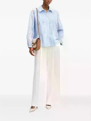 MORGAN Lace Trim Striped Shirt