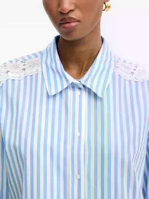 MORGAN Lace Trim Striped Shirt