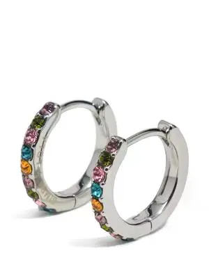 Bimba Y Lola Small Hoop Earrings With Multicolor Crystals - Silver