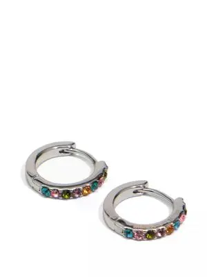 Bimba Y Lola Small Hoop Earrings With Multicolor Crystals - Silver