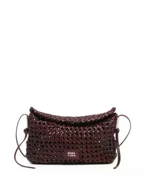 Bimba Y Lola Small Burgundy Plaited Leather Crossbody Bag