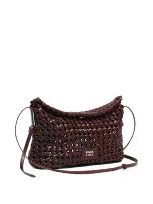 Bimba Y Lola Small Burgundy Plaited Leather Crossbody Bag