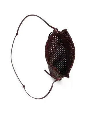 Bimba Y Lola Small Burgundy Plaited Leather Crossbody Bag