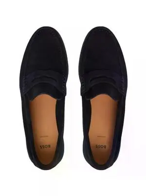 BOSS Suede Loafers With Logo Penny Trim