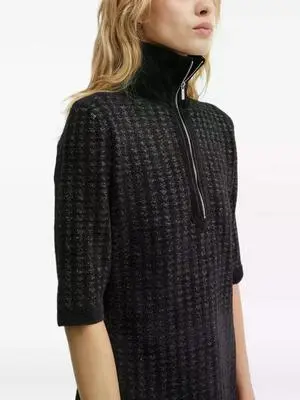 MORGAN Rmars Quarter-zip Glitter-knit Mini Dress