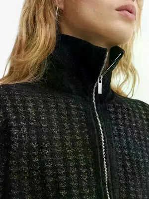 MORGAN Rmars Quarter-zip Glitter-knit Mini Dress