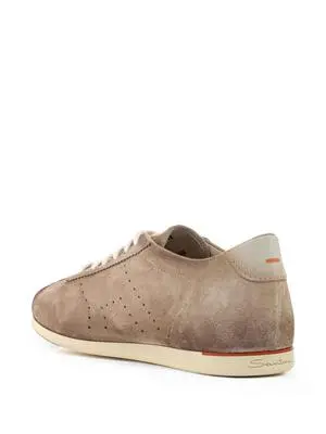 Santoni Perforated Suede Sneakers - Neutrals