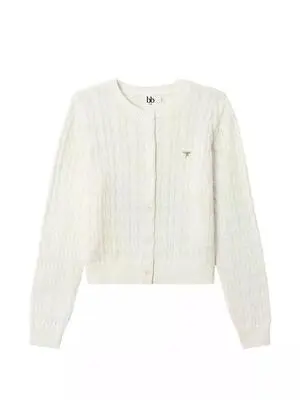 B+AB Cable-knit Bow-detail Cardigan - Neutrals