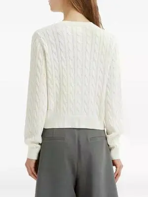 B+AB Cable-knit Bow-detail Cardigan - Neutrals