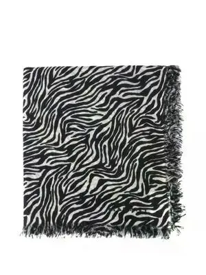 Isabel Marant Étoile Zebra-print Frayed Scarf - Black