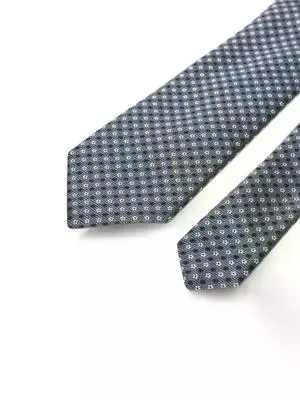 Canali Geometric-pattern Silk Tie - Blue