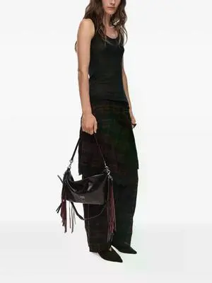 Bimba Y Lola Medium Burgundy Fringed Leather Madrid Bag - Red