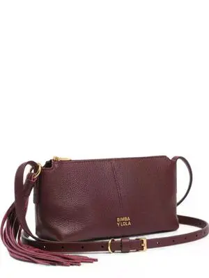 Bimba Y Lola Burgundy Leather Mini Cross Body Bag - Red