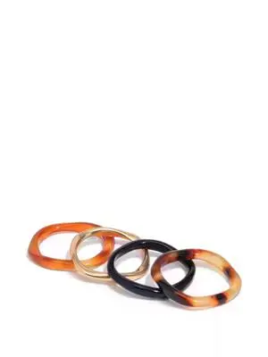 Bimba Y Lola Set Of 4 Tortoiseshell-effect And Matte Gold Metal Rings - Brown