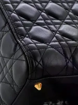 Dior Lady Bag Cannage Quilt Lambskin Satchel - Black