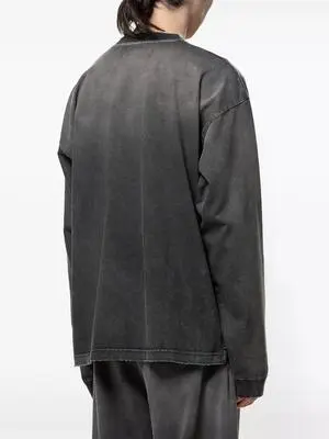 Mihara Yasuhiro Sun-faded Like Distressed Long-sleeve T-shirt - Black