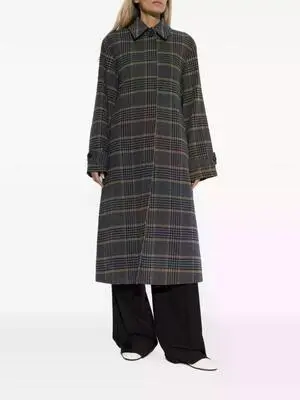 Paul Smith Navy And Check Brushed Wool Coat With Back-buttons