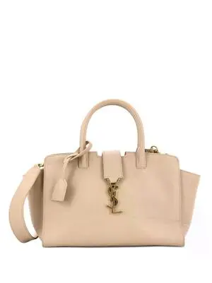 Saint Laurent Monogram Cabas Downtown Leather Baby Satchel - Neutrals