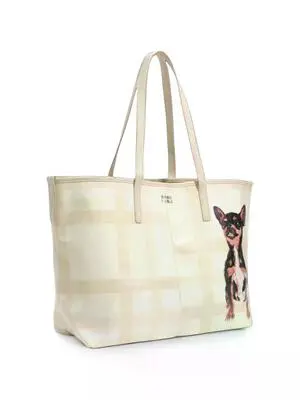 Bimba Y Lola Large Ivory Tartan Shopper Bag