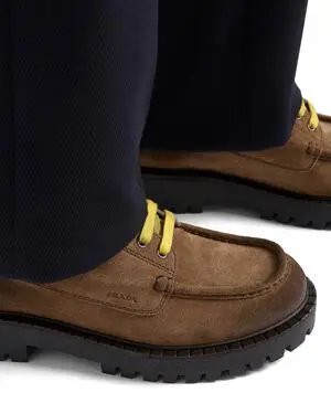 Prada Waxed Suede Lace-up Shoes - Light Brown