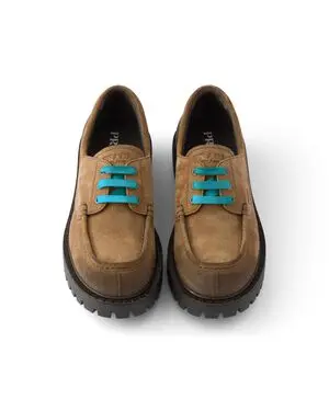 Prada Waxed Suede Lace-up Shoes - Light Brown