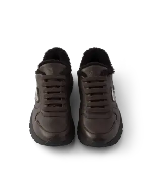 Prada Shearling Lined Leather Trainers