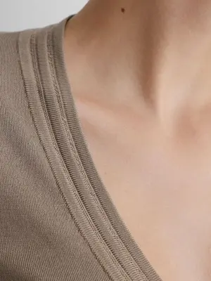 ATELIER Silk-blend Knit V-neck Top