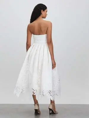 LEO LIN Lace Detail Belted Midi Dress