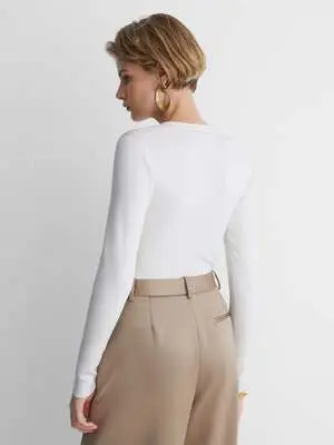 ATELIER Silk-blend Knit V-neck Top