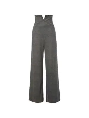 Monse Lapel-waistband Checked Trousers - Grey