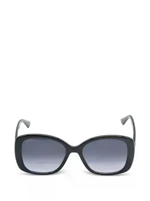 Gucci Square Frame Sunglasses With Gold Tone Double G Logo - Black