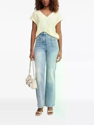 MORGAN Bow-embellished Patch-pocket Jeans - Blue